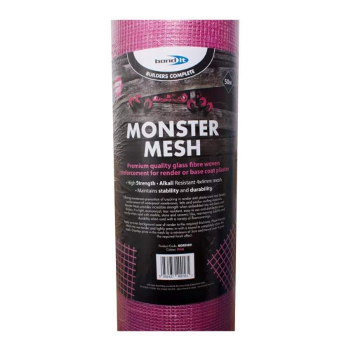 Bond It Monster Mesh Render Mesh Pink 50m x 1m - TW Wholesale Ltd