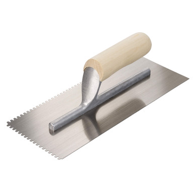 RST 11in 3mm V Notched Serrated Plaster Adhesive Trowel Wooden Handle ...