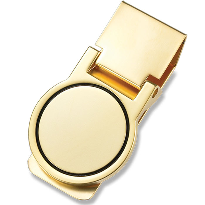 Personalized Round Matt Finish Gold Color Money Clip - ForeverGifts.com