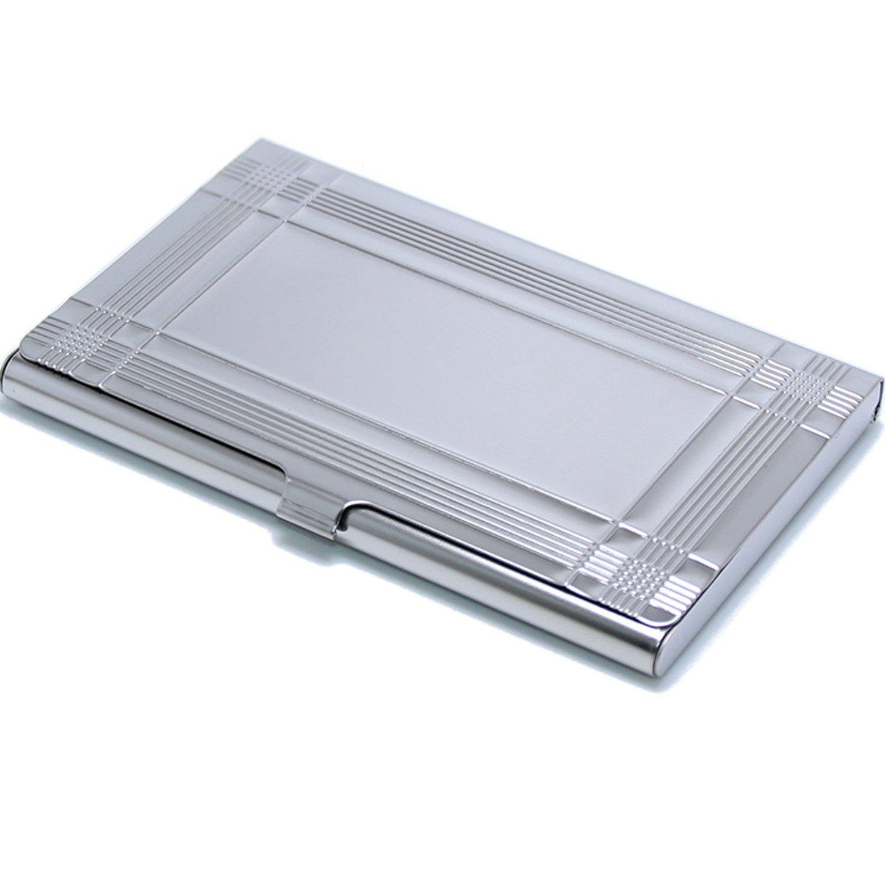 Grooved Professional Stainless Steel Business Card Holder