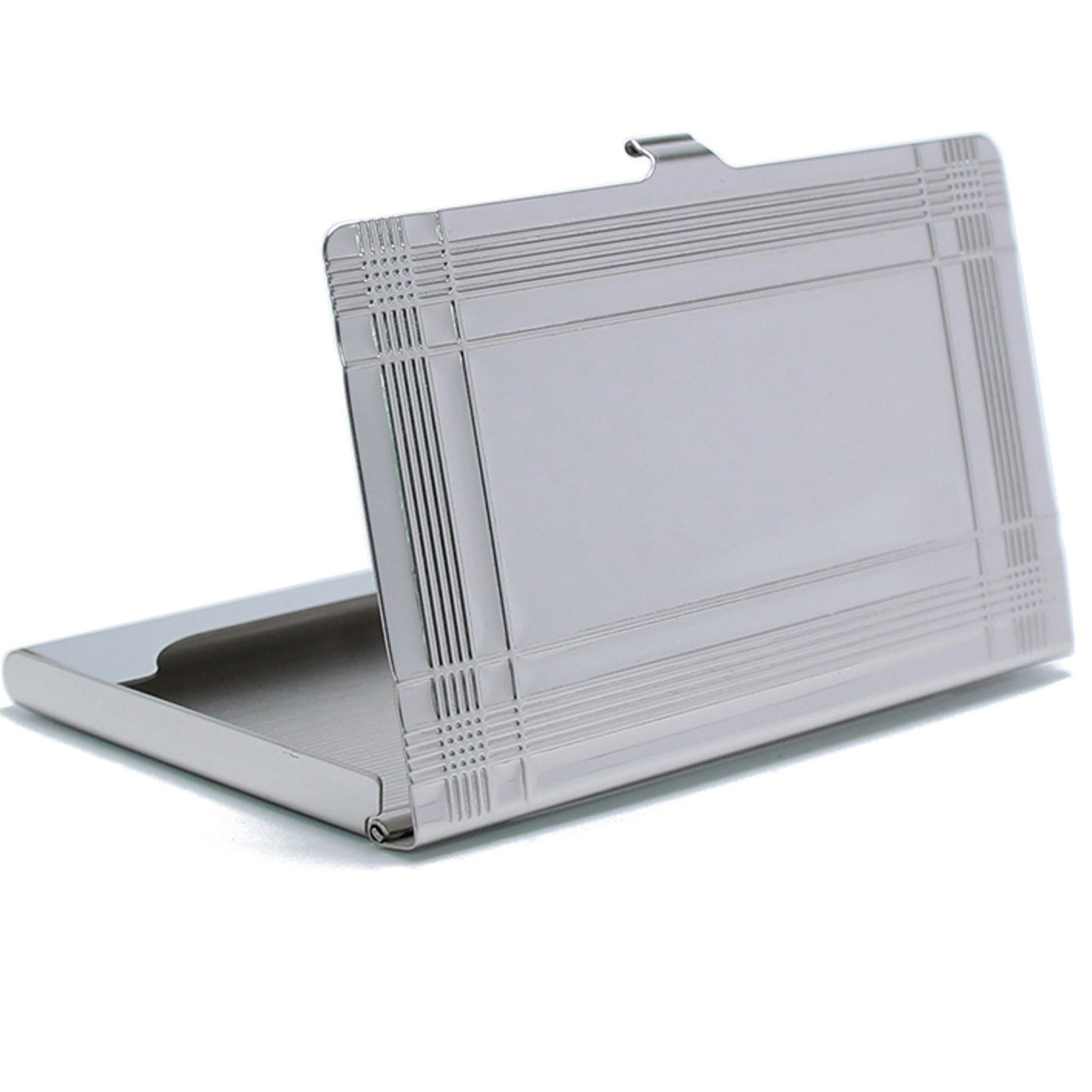 Grooved Professional Stainless Steel Business Card Holder