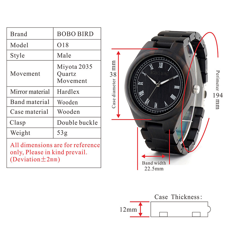 Personalized Luxury Black Wood Roman Numerals Quartz Watch ...