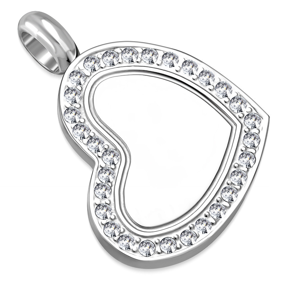 Personalized Stainless Steel Love Heart Pendant With Clear CZ ...