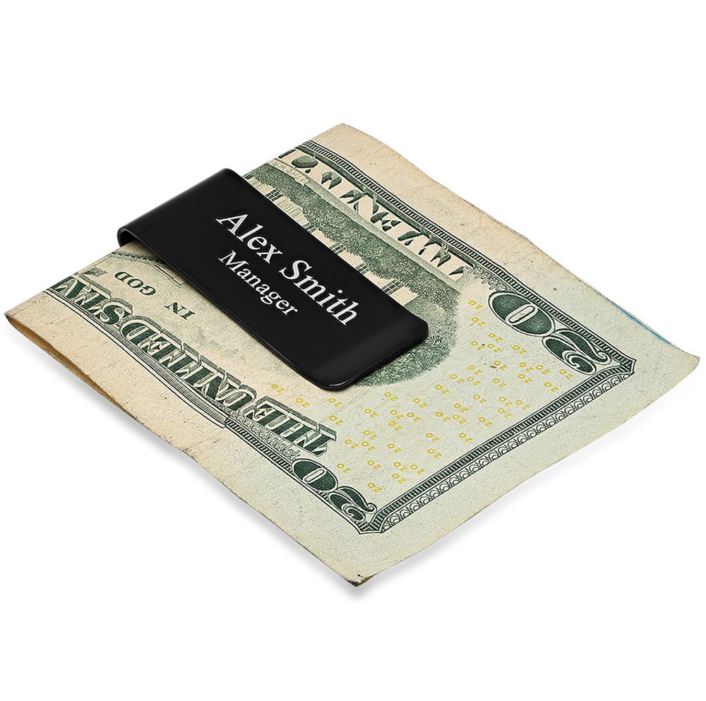 Stainless Steel Black Double Sided Money Clip Card Holder