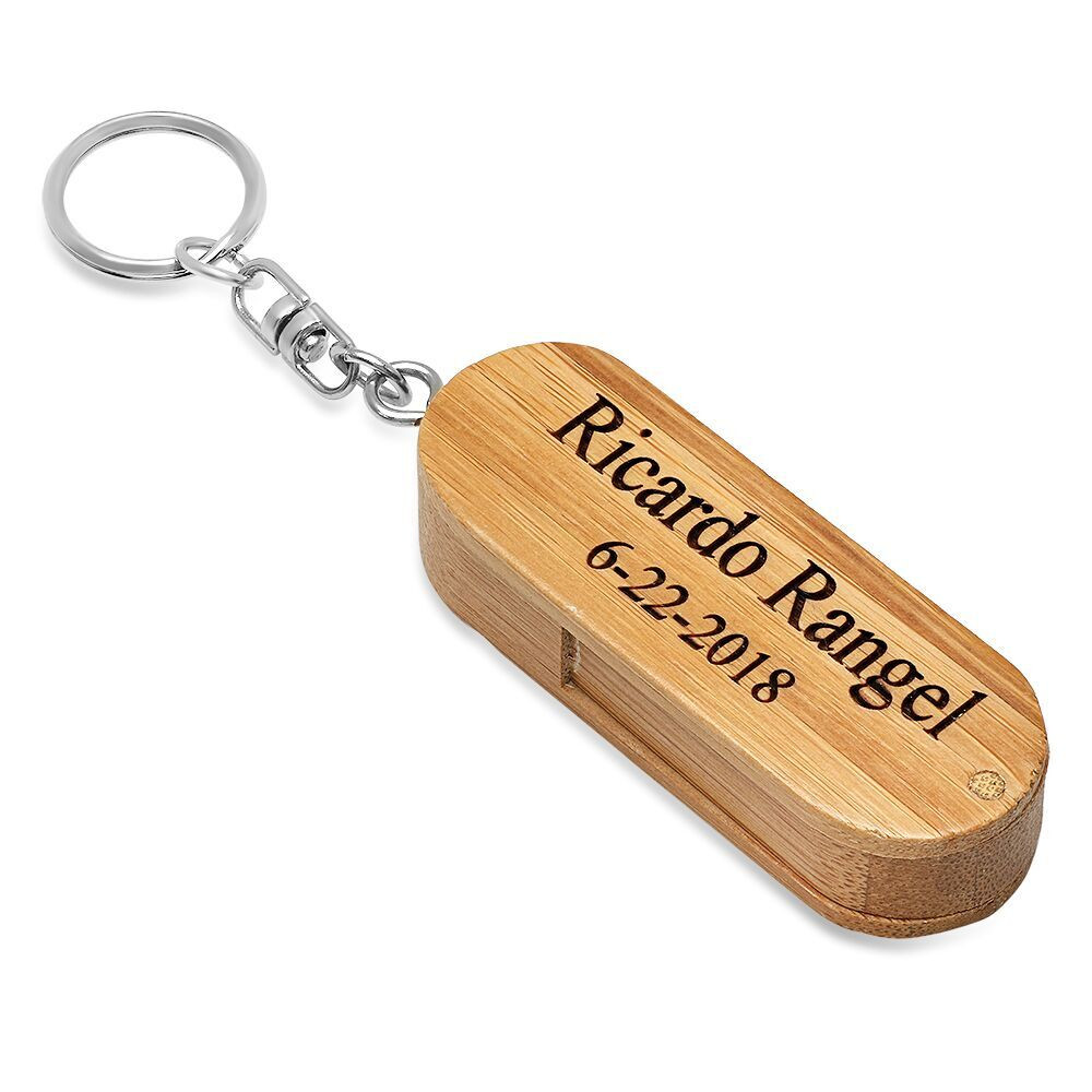Personalized 32GB Swivel Wood USB Flash Drive Keychain