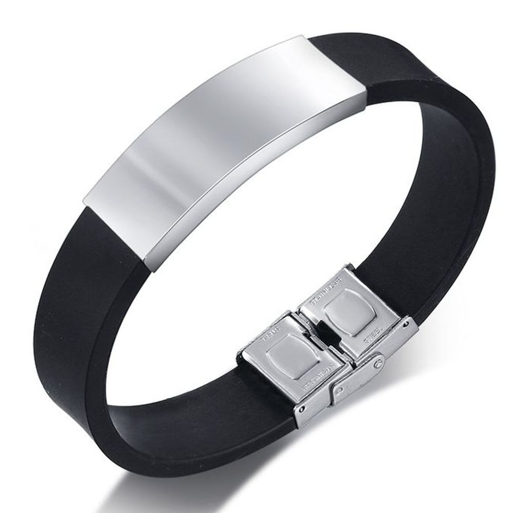 Personalized Quality Stainless Steel with Rubber ID Bracelet ...