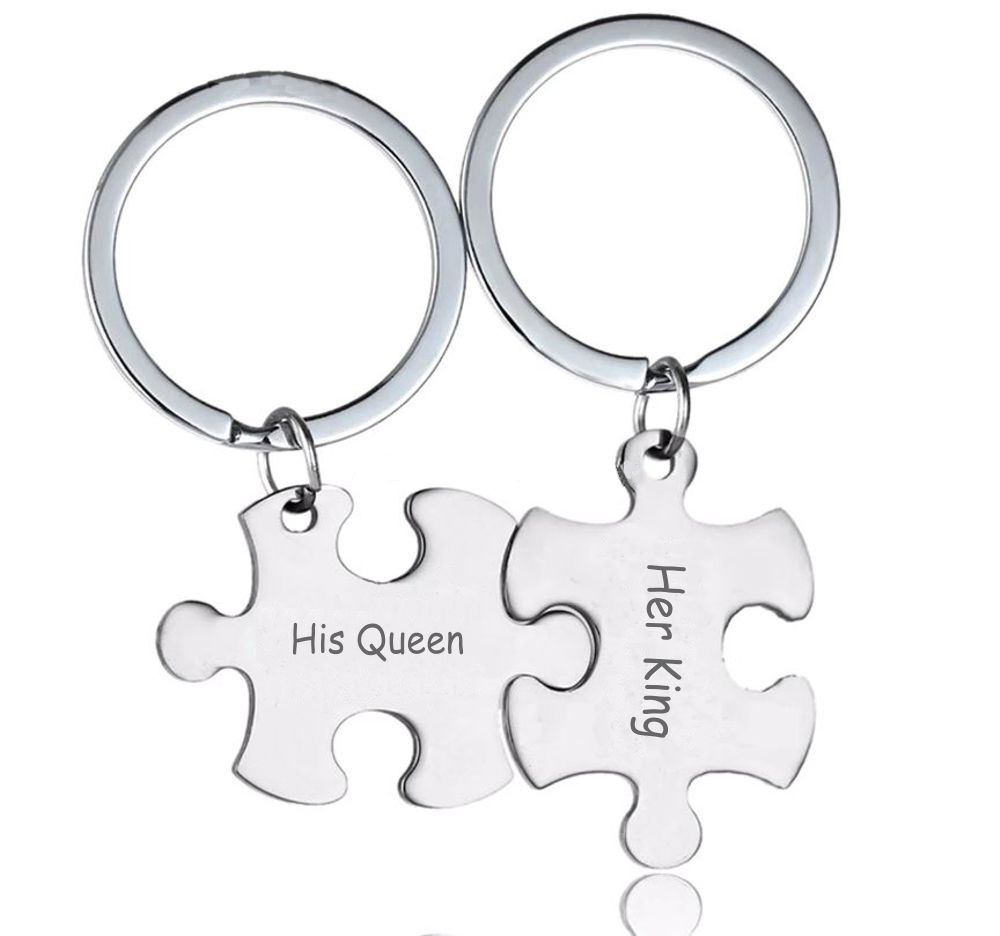 Personalized Stainless Steel Puzzle Keychain with Engraving