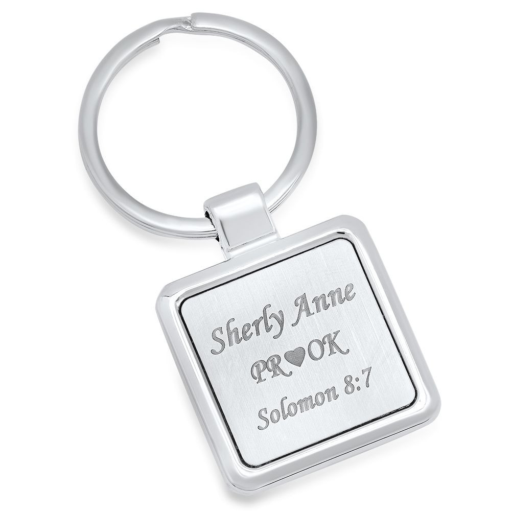 Personalized Square Shaped All Metal Keychain - ForeverGifts.com
