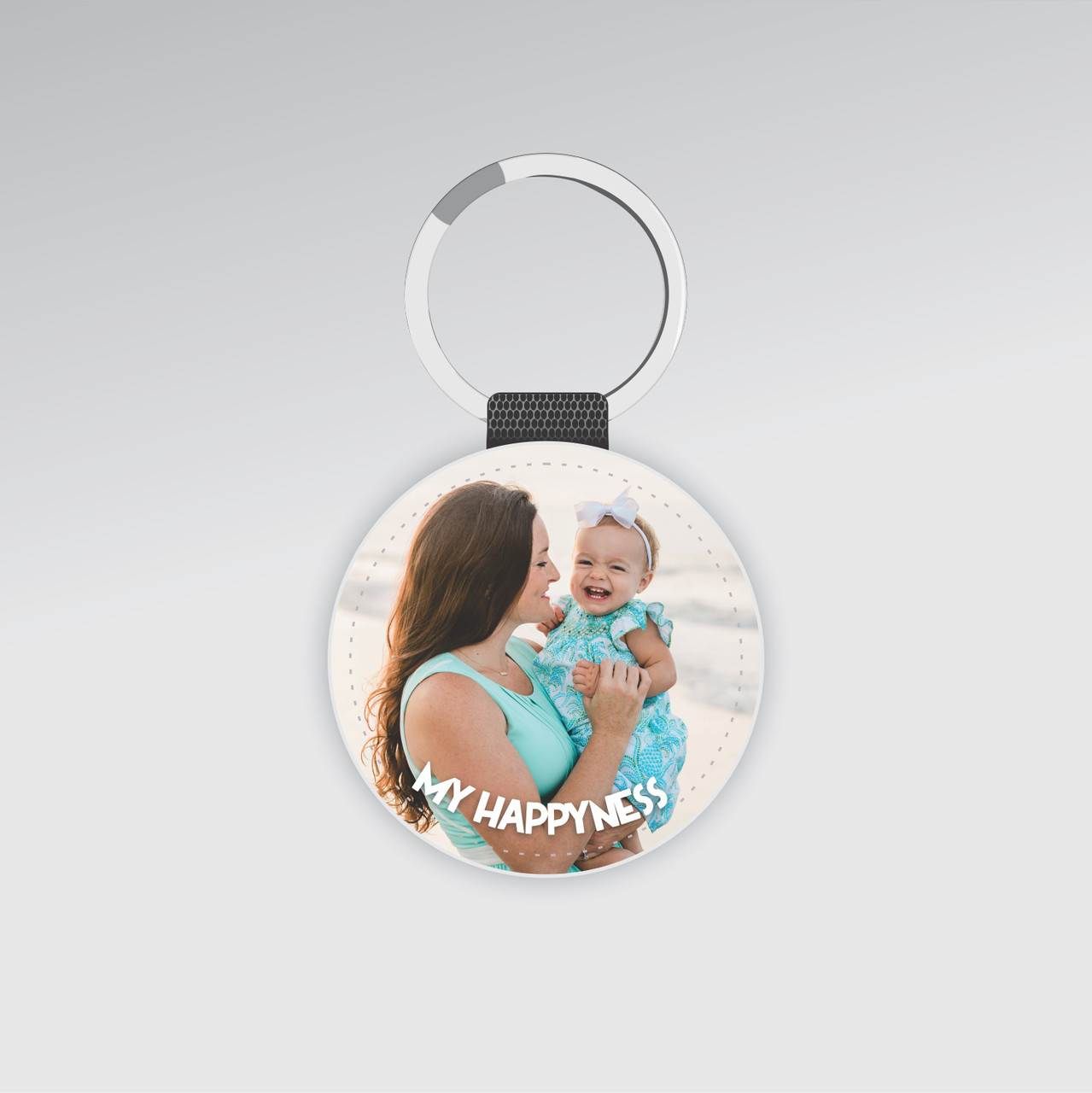 Personalized With Full Color PU Leather Round Keychain - ForeverGifts.com