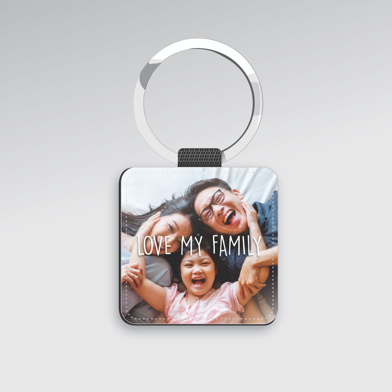 Personalized With Full Color PU Leather Square Keychain - ForeverGifts.com