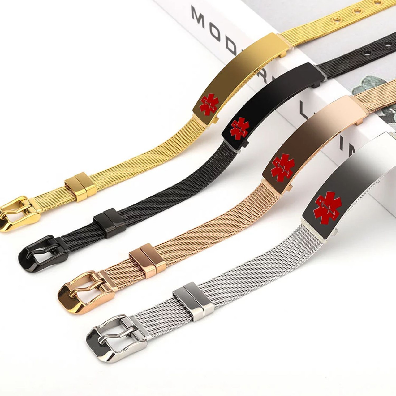 Personalized Quality Adjustable Stainless Steel Medical ID Bracelet ...