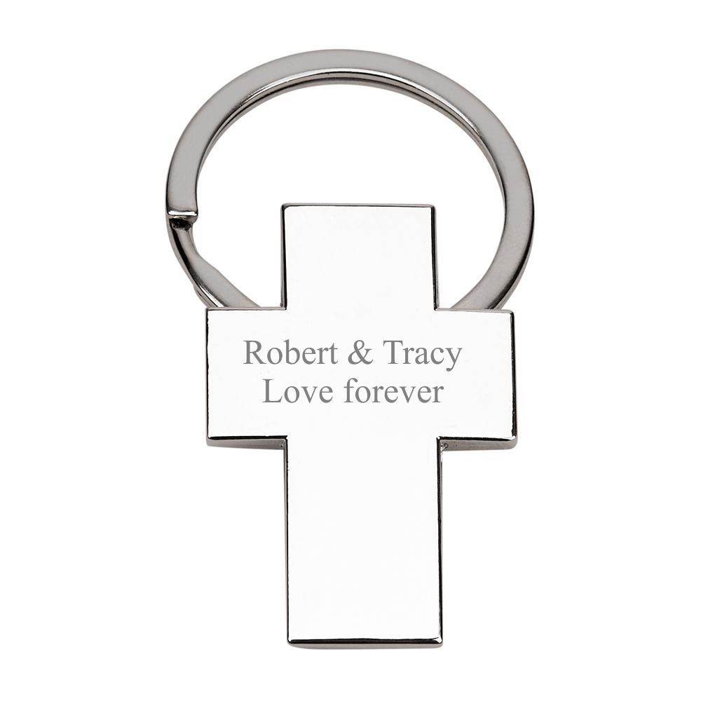 Personalized Quality Metal Cross Key Chain - ForeverGifts.com