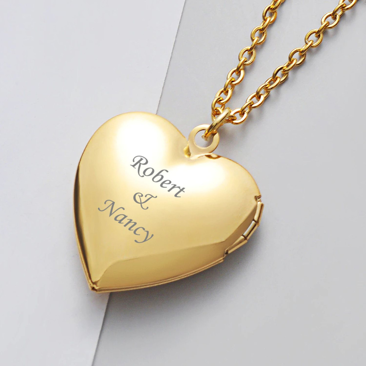 Personalized Stainless Steel Love Heart Memory Locket Necklace Pendant ...