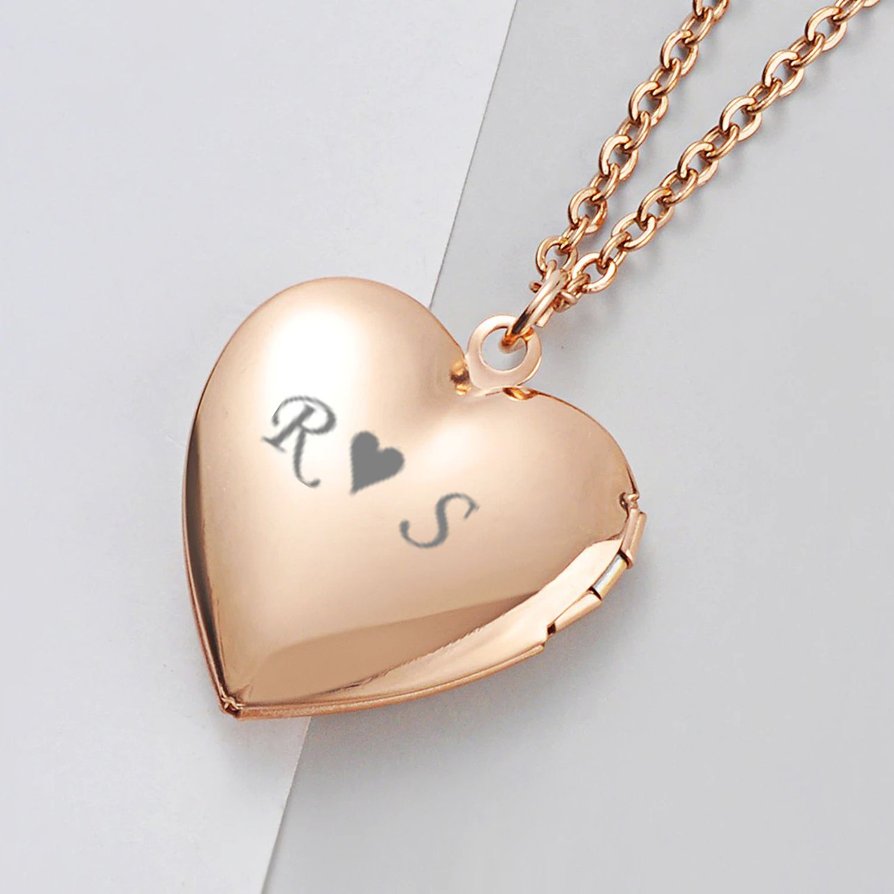 Personalized Stainless Steel Love Heart Memory Locket Necklace Pendant ...