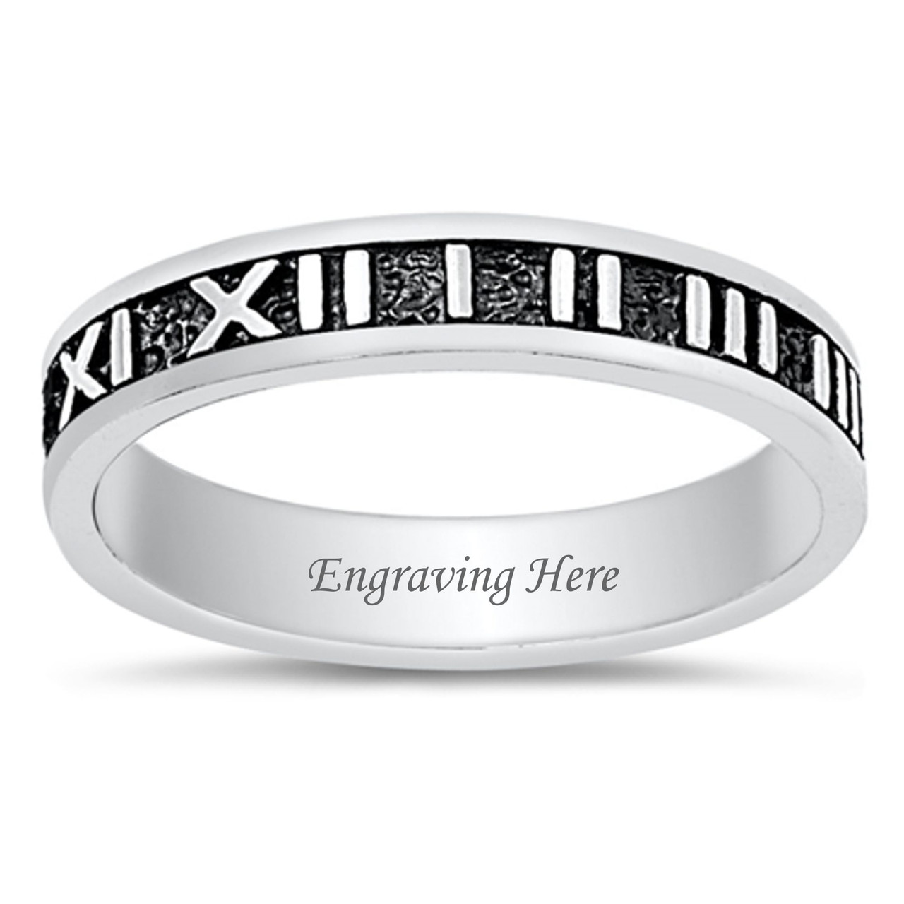 Personalized 925 Sterling Silver Roman Numerals Ring - ForeverGifts.com