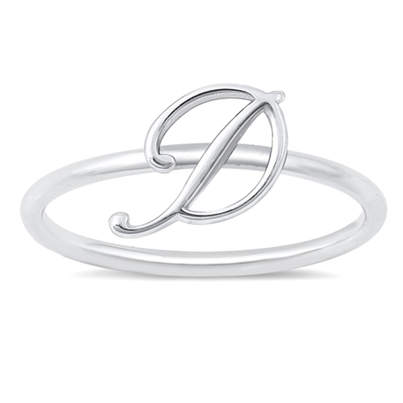 Quality 925 Sterling Silver Initial Ring - ForeverGifts.com