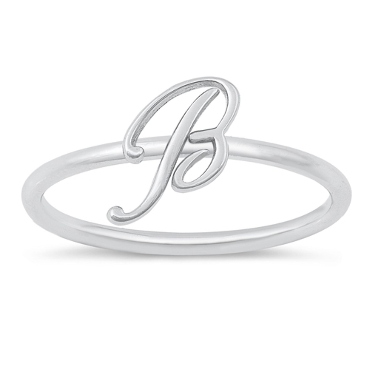 Quality 925 Sterling Silver Initial Ring - ForeverGifts.com