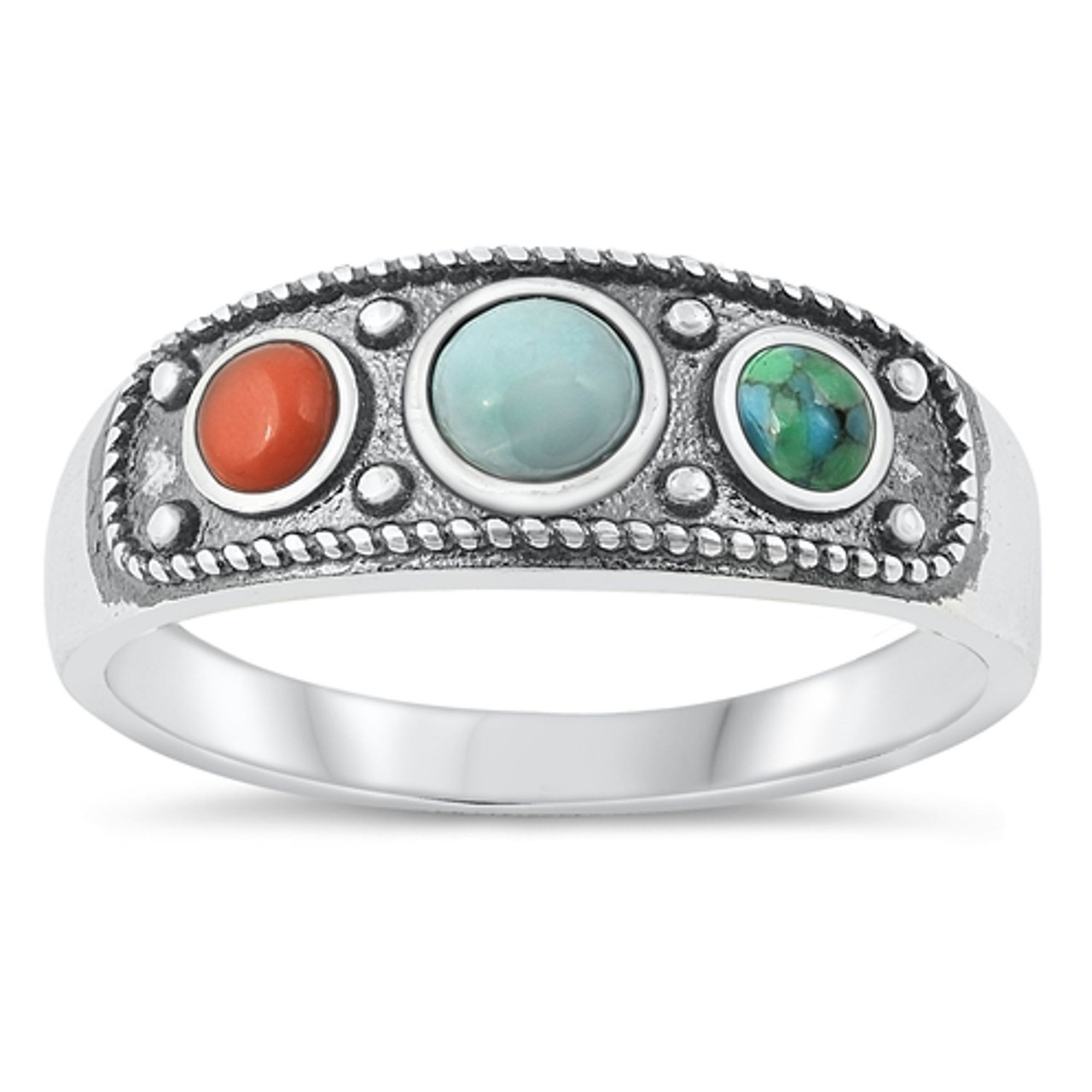 Quality 925 Sterling Silver Multi-Stone Ring - ForeverGifts.com