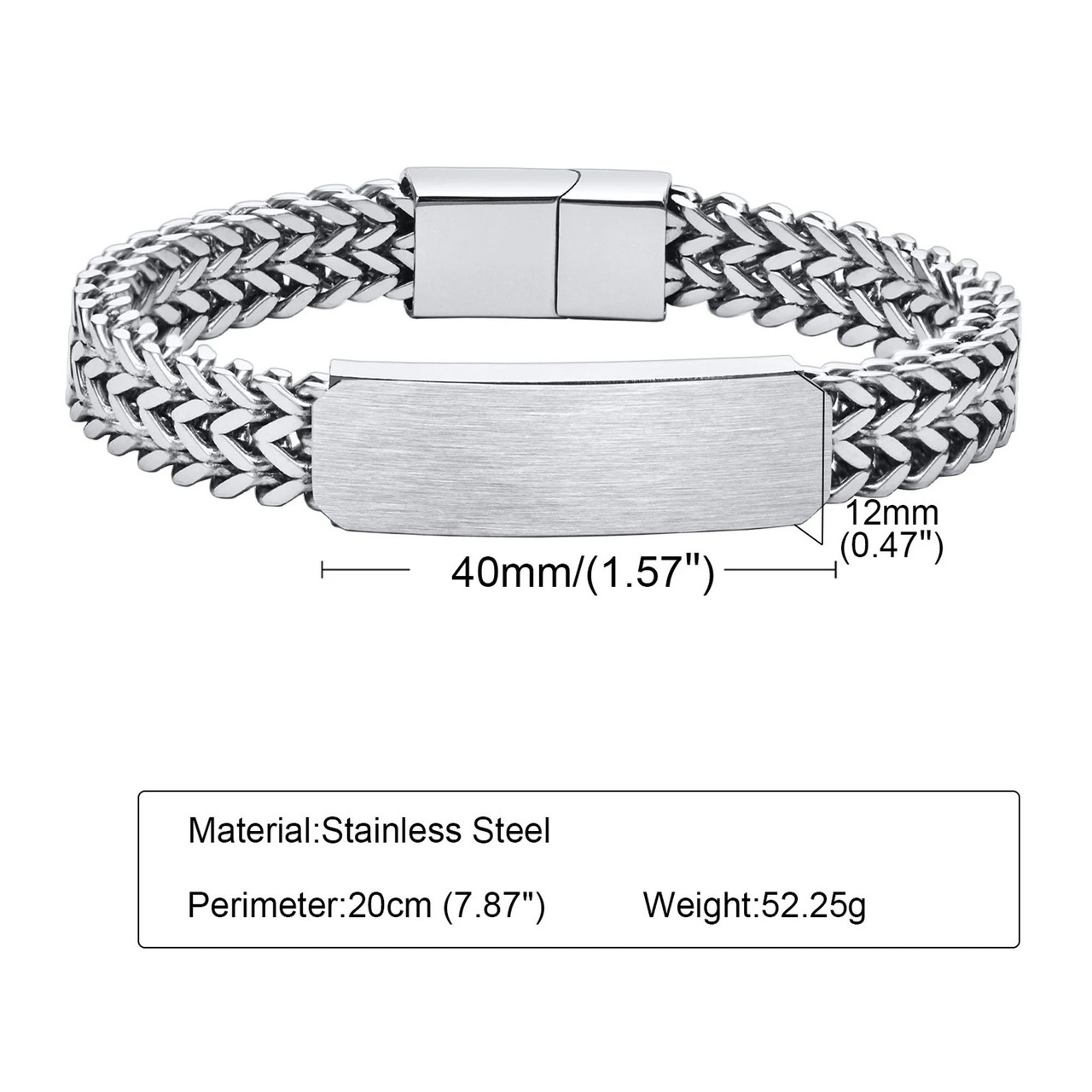 12mm Double Layered Cuban Franco Foxtail Chain ID Bracelet ...