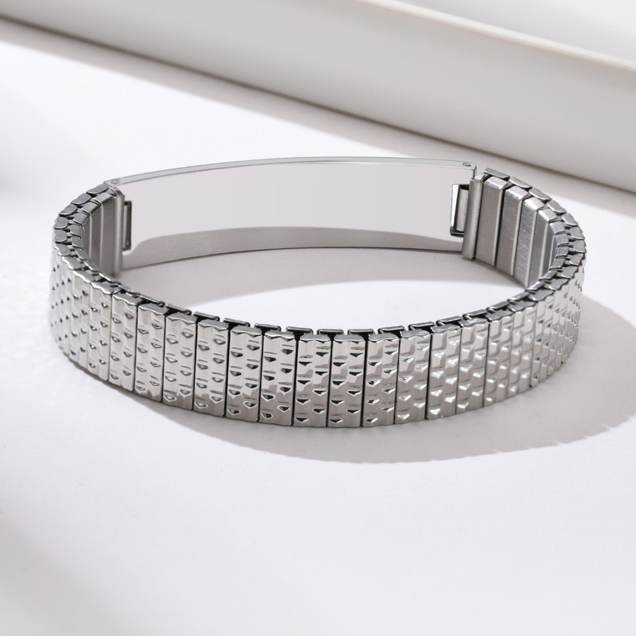 Personalized Stainless Steel Medical Alert ID Stretch Bracelet ...