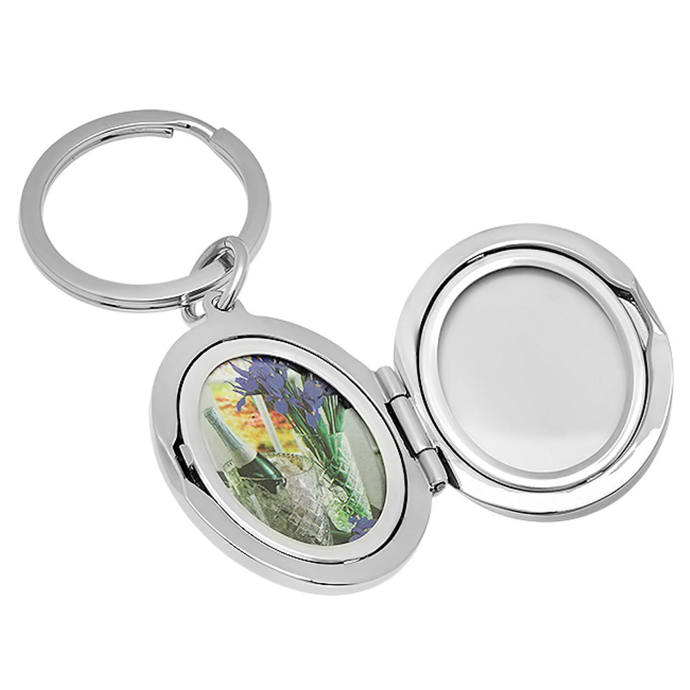 Personalized Oval Locket Keychain - Free Engraving