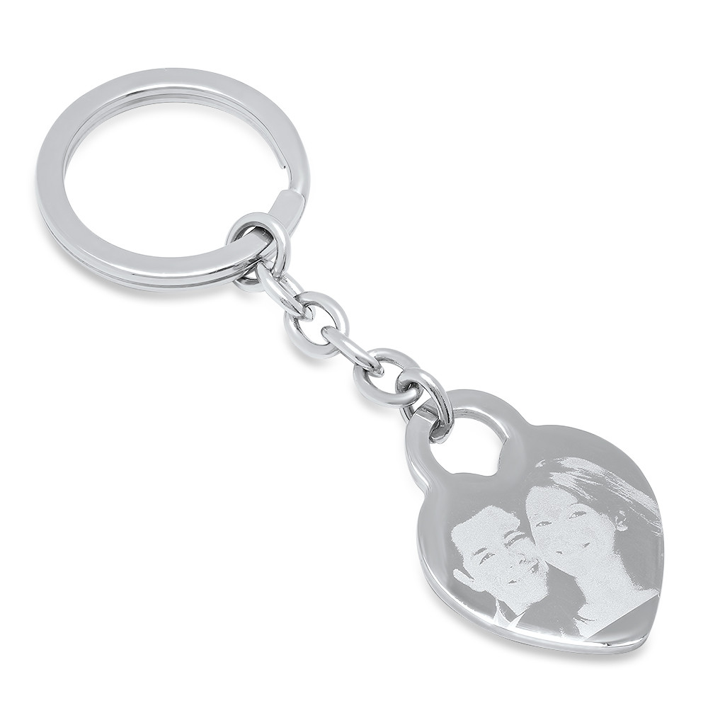 Customized Heart Keychain - Personalized Stainless Steel