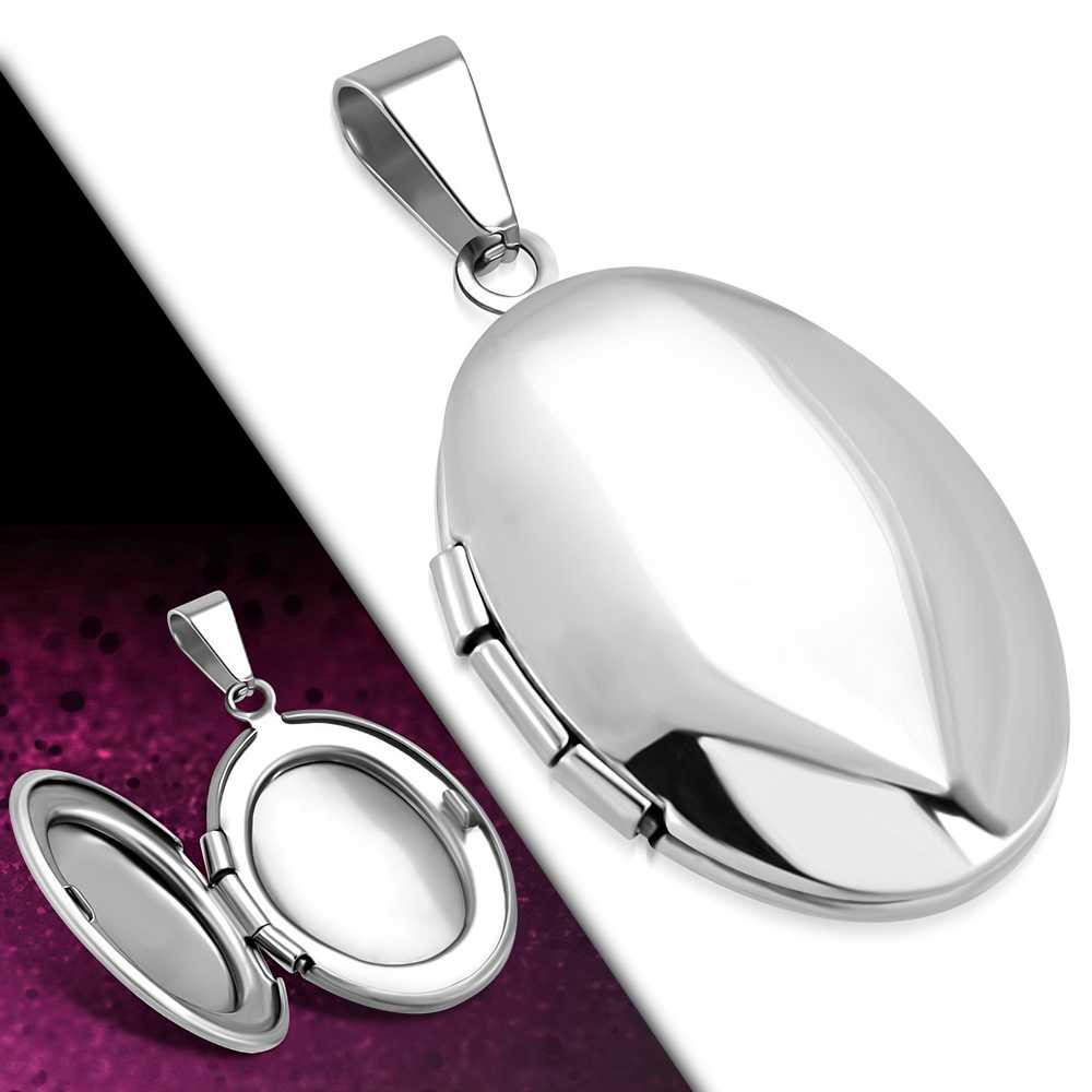 Personalized Small oval locket pendant - Free Engraving