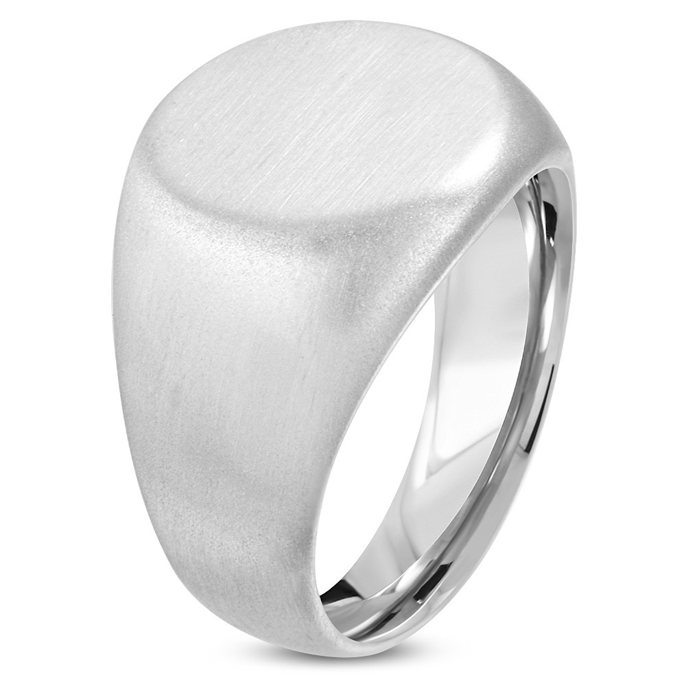 Personalized Stainless Steel Matte Finished Round Circle Signet Ring ...
