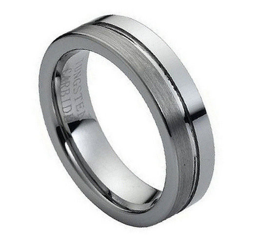 Tungsten Carbide Brushed Pipe Cut Grooved Ring 6mm