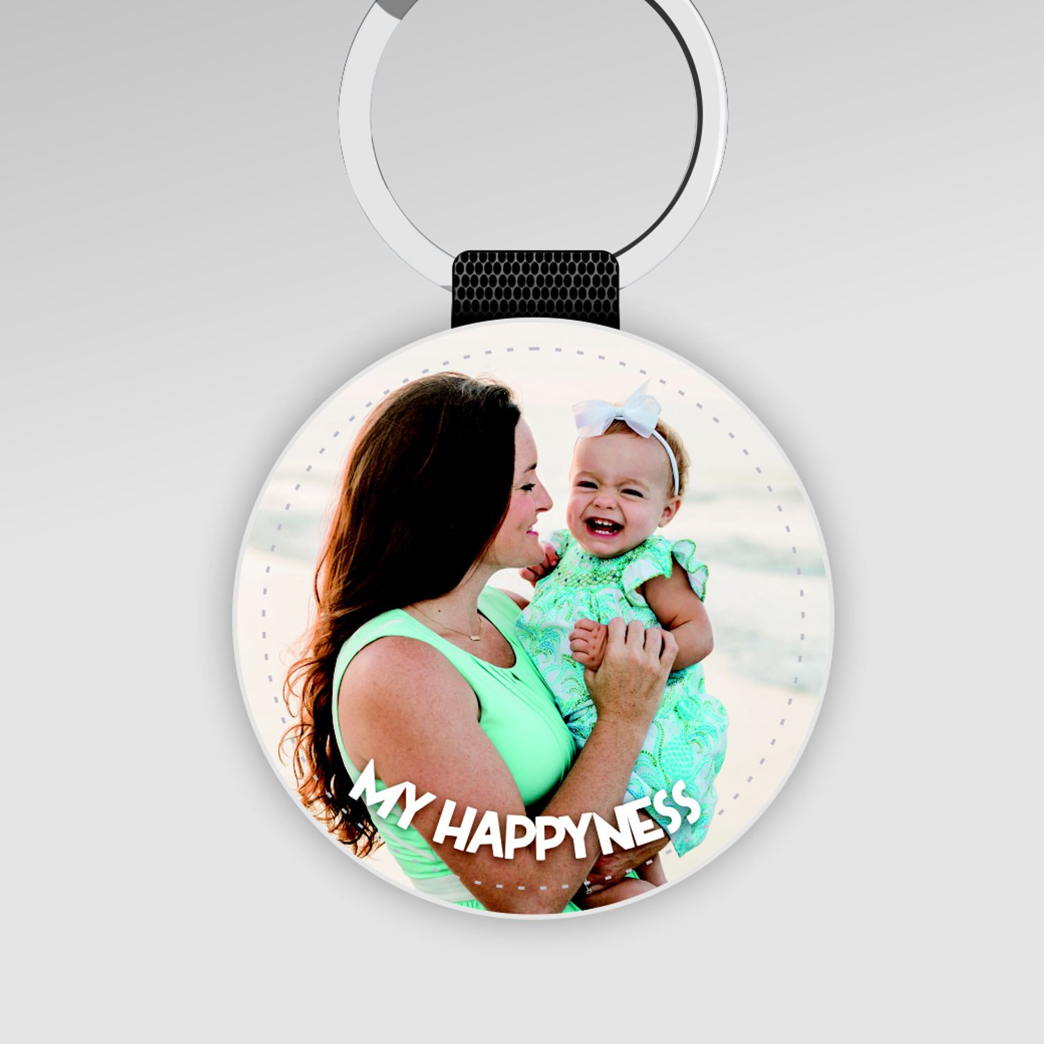 Personalized With Full Color PU Leather Round Keychain