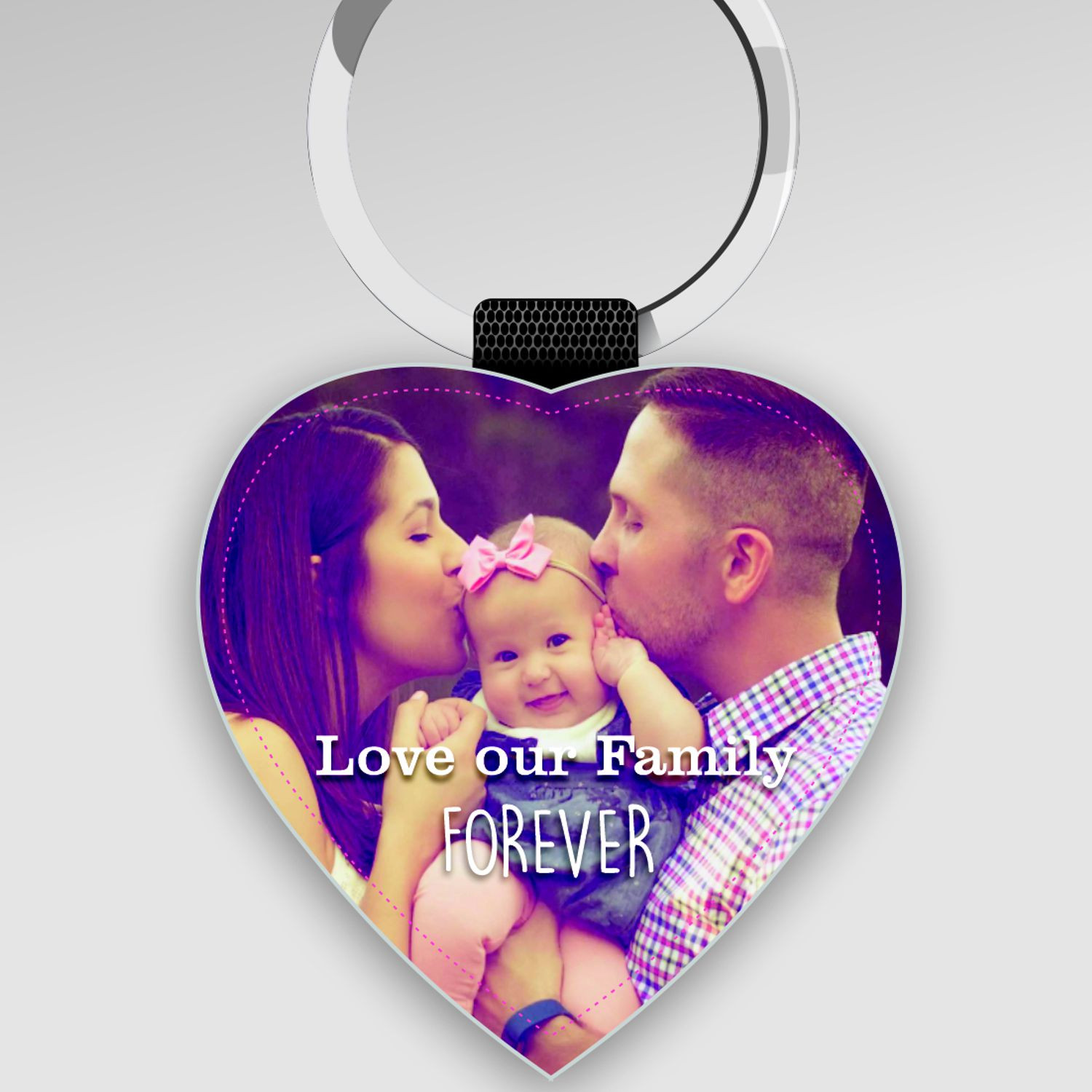 Personalized With Full Color PU Leather Heart Shape Keychain