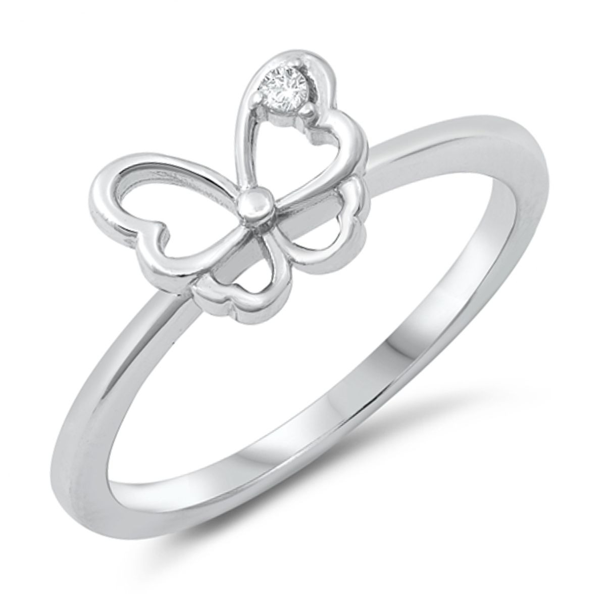 Quality 925 Sterling Silver Butterfly Ring With CZ