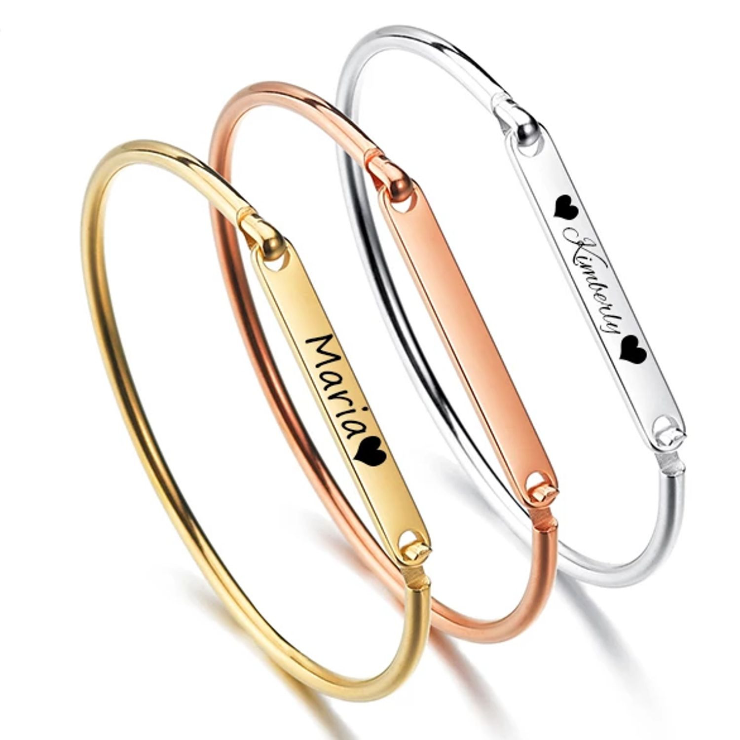 Personalized ID Bracelet: Stainless Steel Bangle for Her