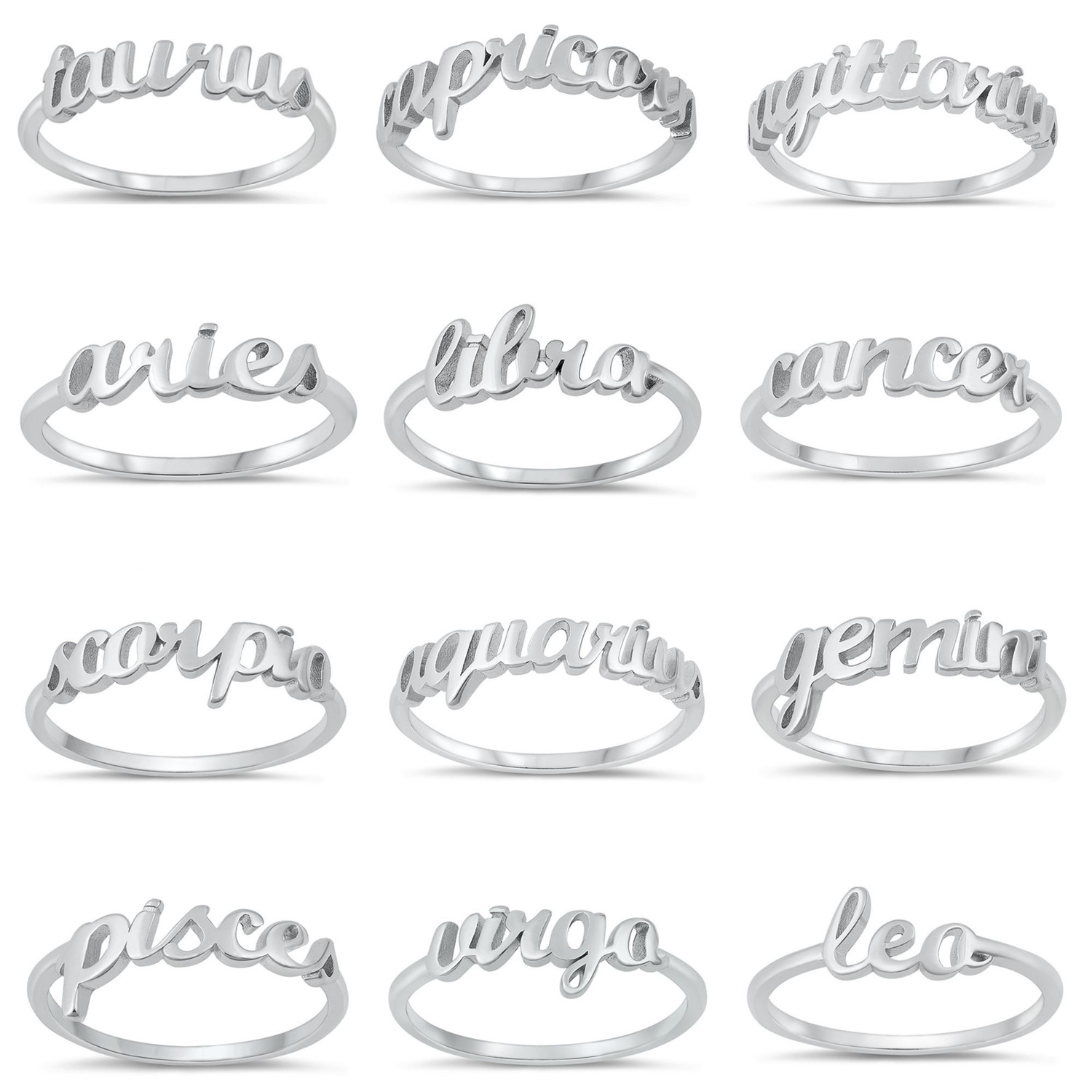 Quality 925 Genuine Sterling Silver Zodiac Sign Ring - ForeverGifts.com