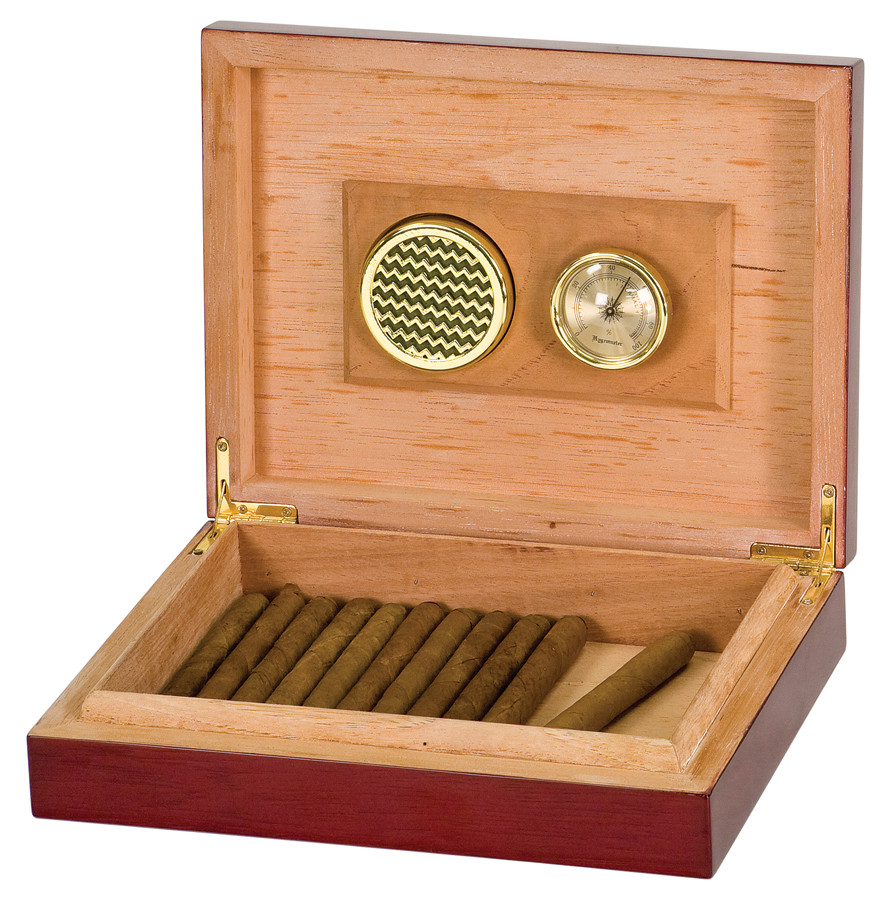 Rosewood Piano Finish Humidor with Hygrometer - ForeverGifts.com
