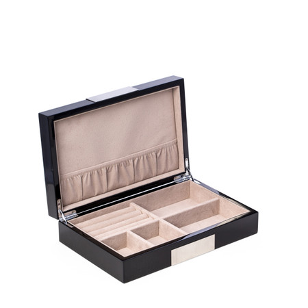 Personalized Black Wood Valet Box with Stainless Steel Accents ...