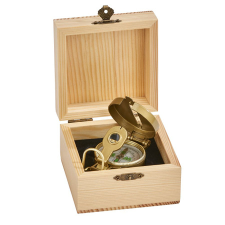 Personalized Quality Compass With 4" x 4" Natural Wood Box ...