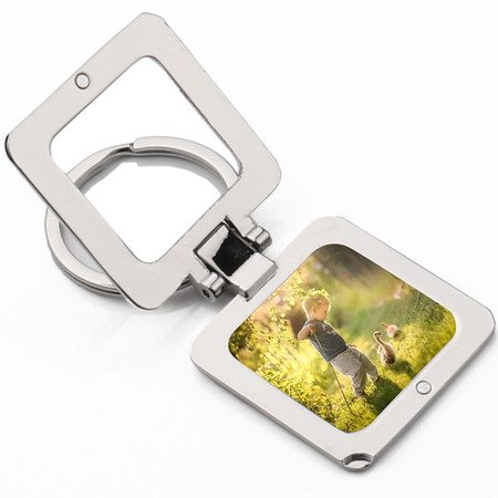 Personalized Quality Square-Shape Metal Photo Keychain