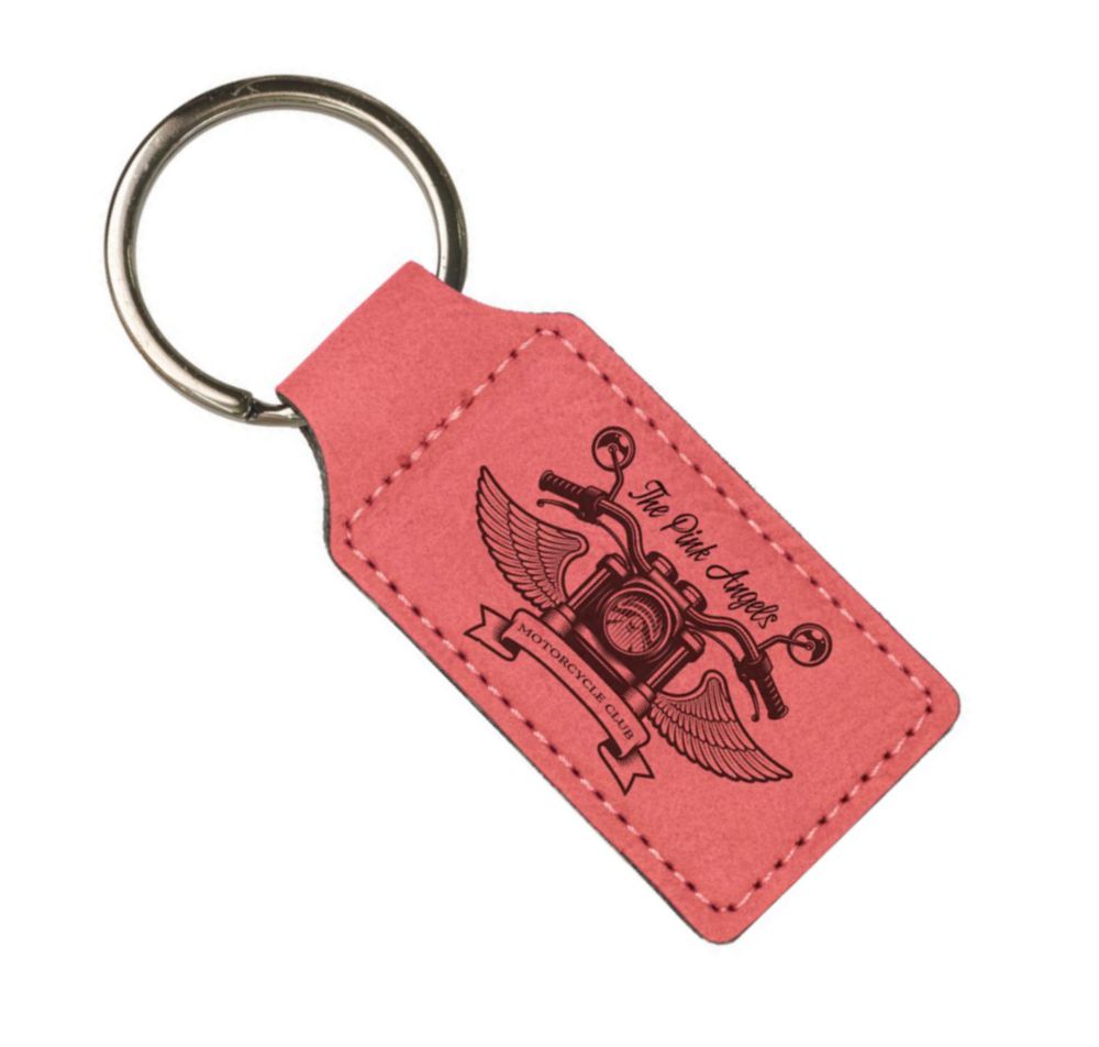 Pink Leatherette Rectangle Keychain - Free Engraving - ForeverGifts.com