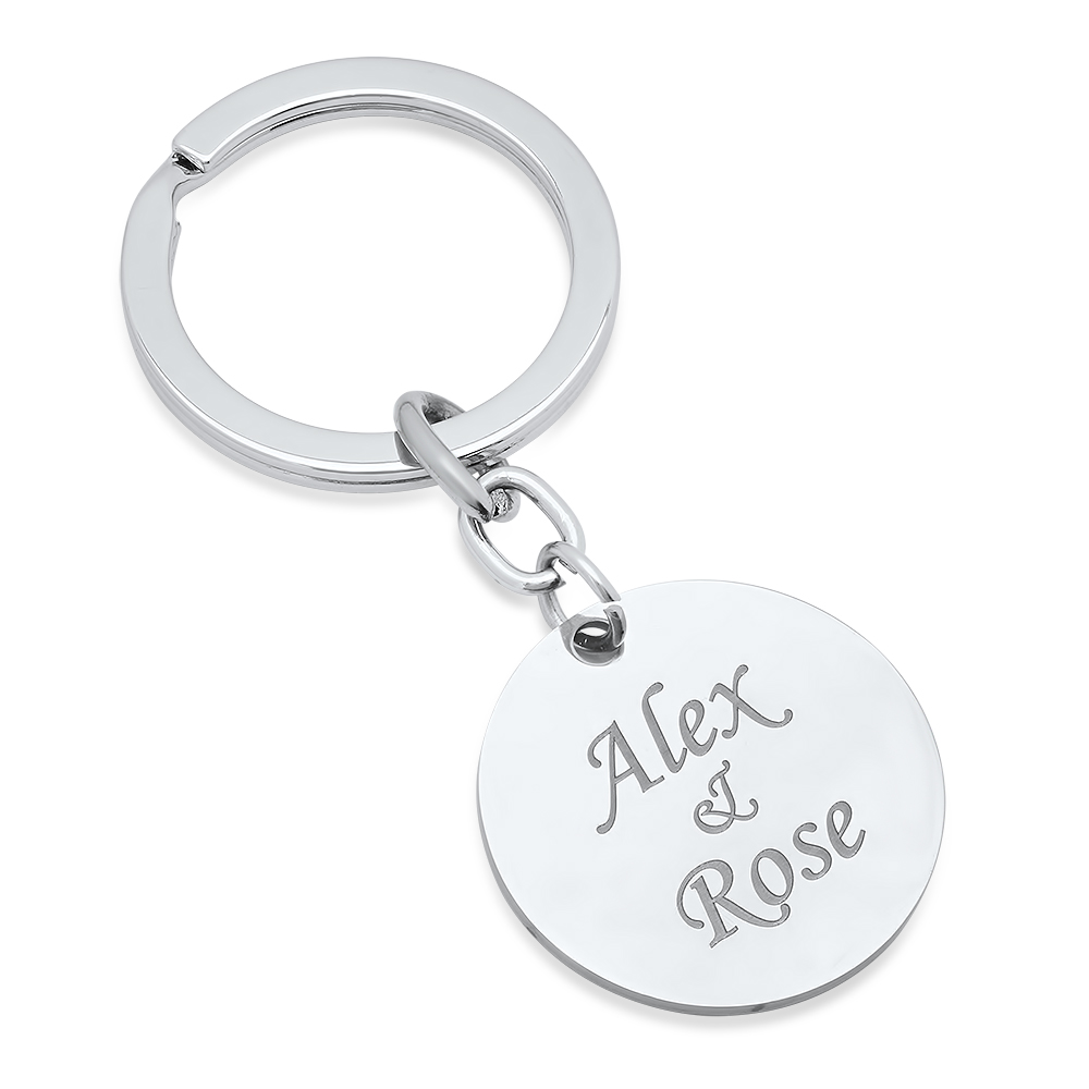 Personalized Stainless Steel Quality Round Keychain - ForeverGifts.com