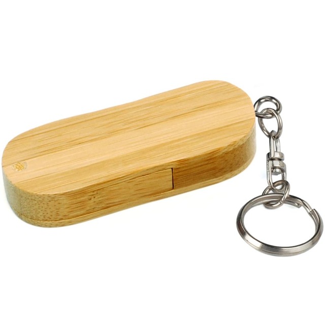 Custom Professional 32GB Wooden Flash Drive With Keychain