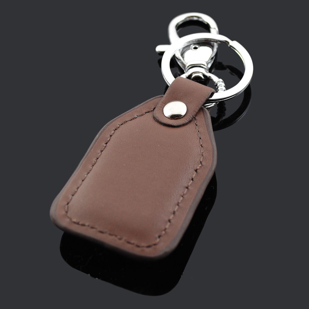 Custom Engraved Personal Brown PU Leather Carabiner Keychain
