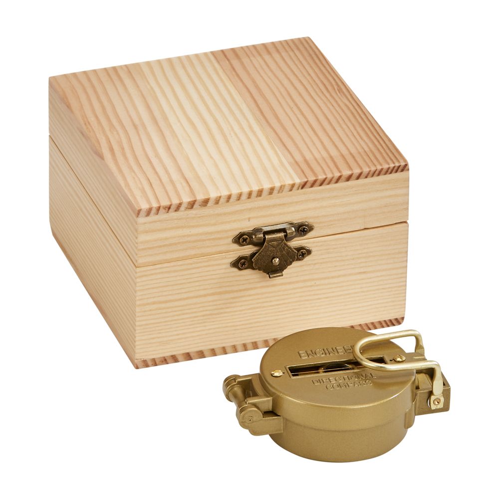 Personalized Quality Compass With 4" x 4" Natural Wood Box ...