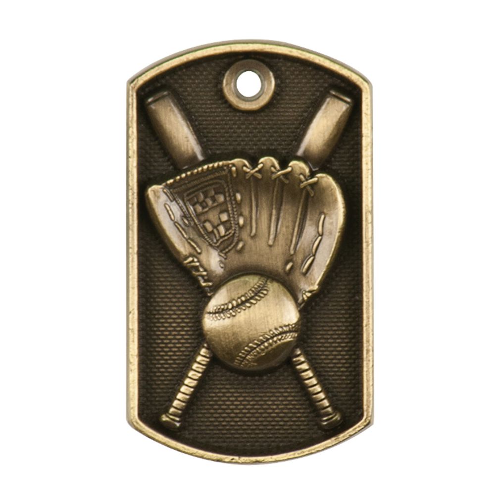 Personalized Antique Gold Color 3D Baseball Dog Tag with Chain ...