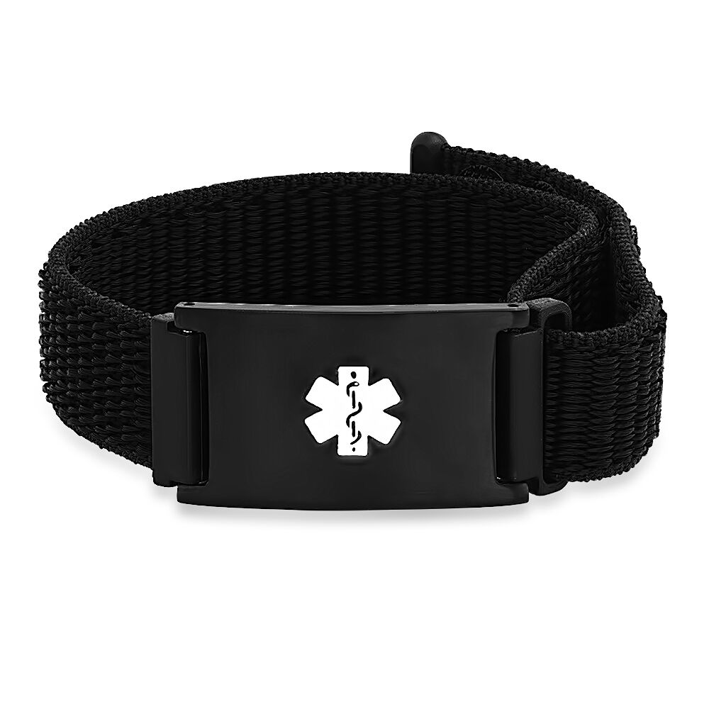 Personalized, Adjustable & Lightweight Nylon Strap Medical ID Bracelet