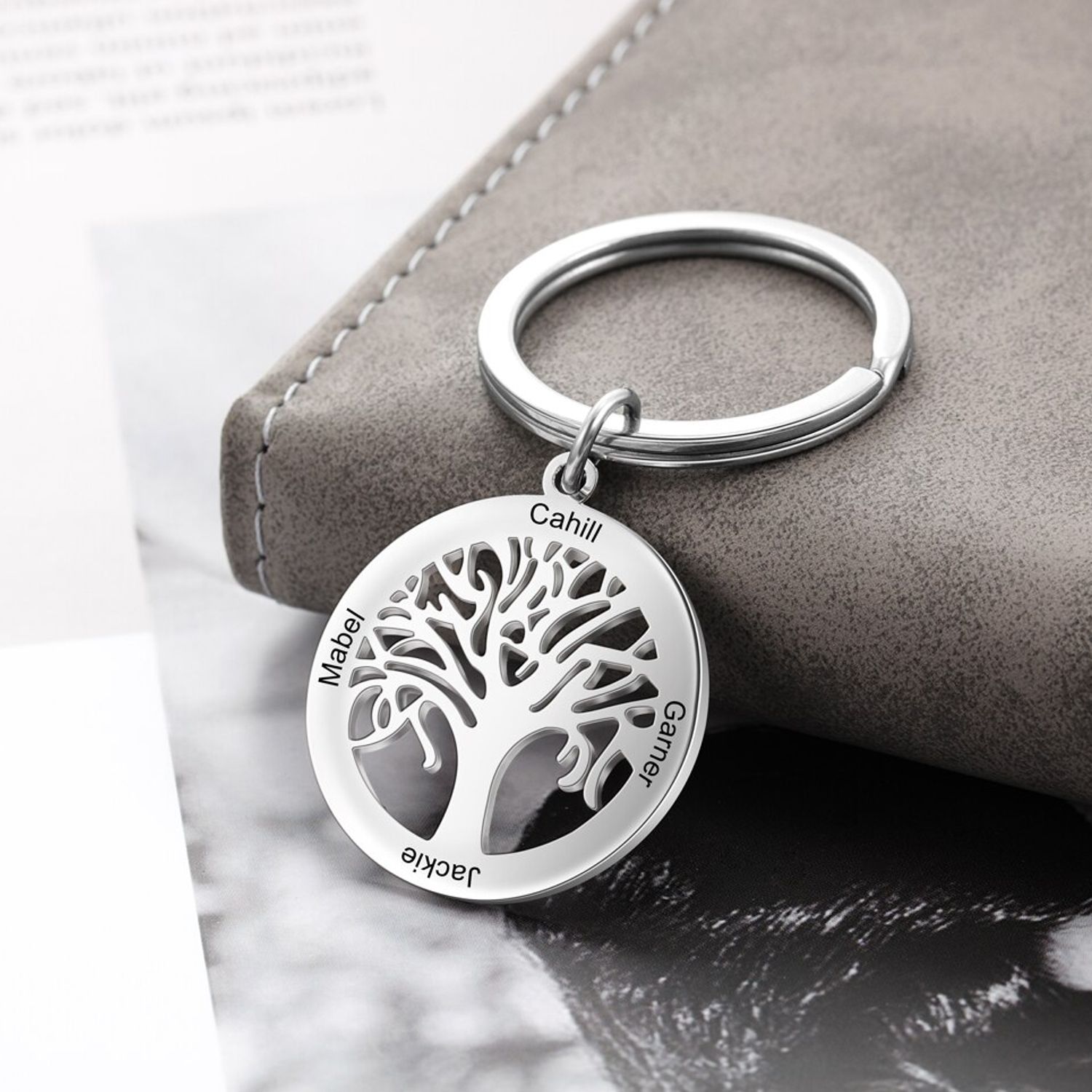 Personalized Tree of Life Stainless Steel Quality Keychain ...