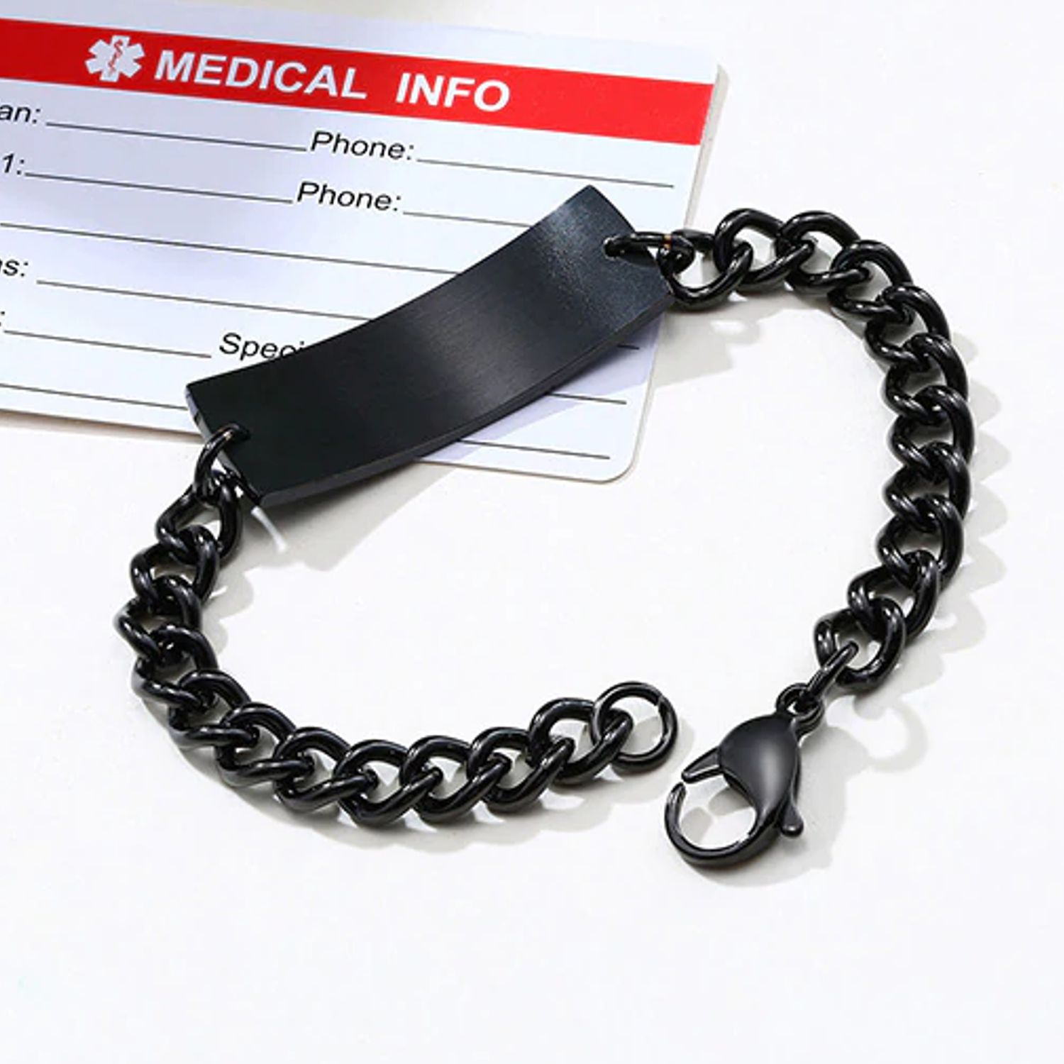 Personalized Black Stainless Steel Quality Medical ID Bracelet ...