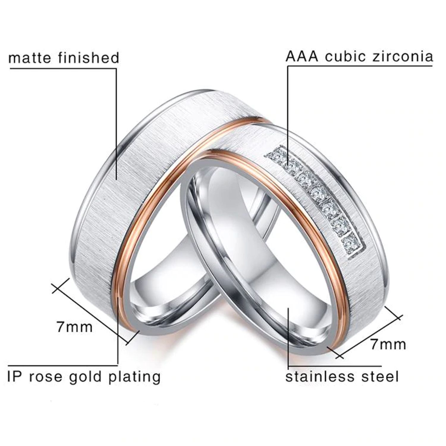 Romantic Stainless Steel His And Hers Rings For Couples