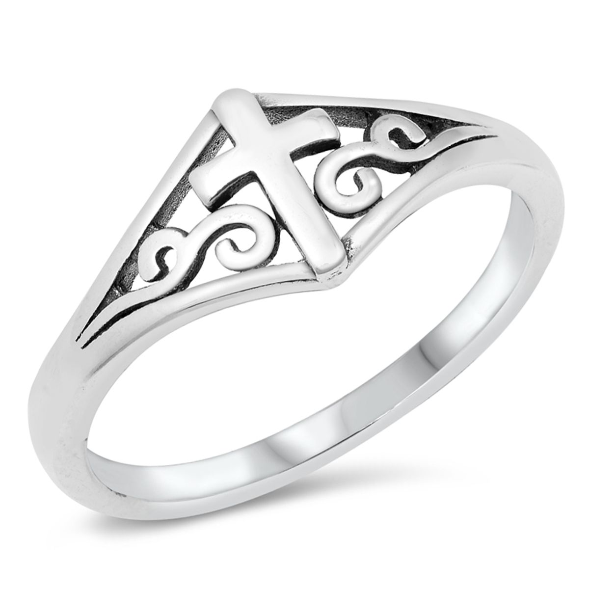 Personalized Quality 925 Sterling Silver Cross Ring - ForeverGifts.com