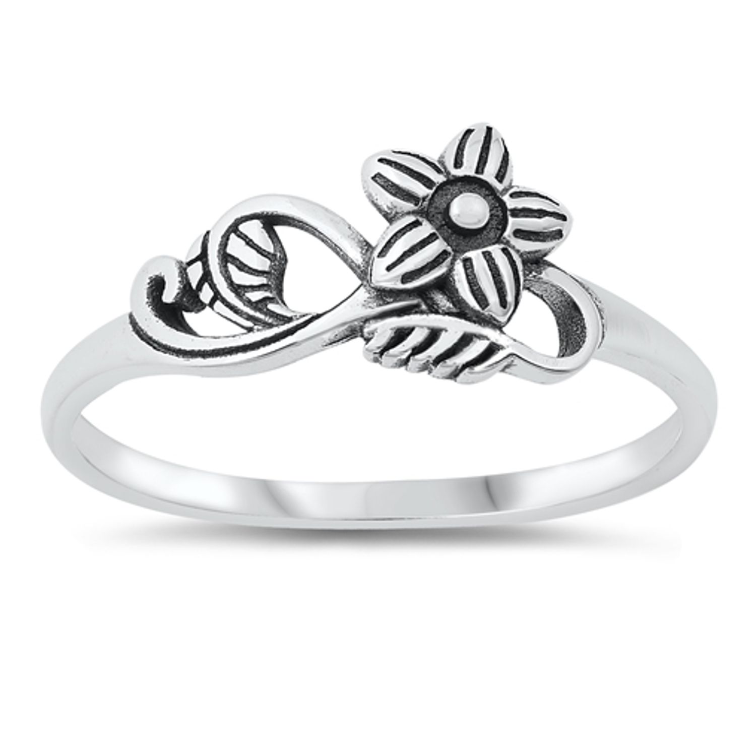 Personalized 925 Sterling Silver Ring with Flower and Vines ...